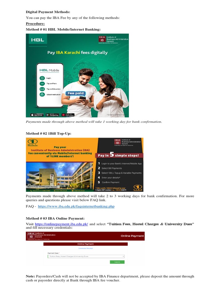 IBA Fee Payment Methods Explained | PDF