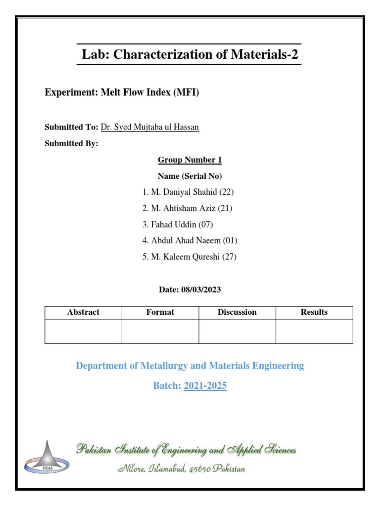 MFI Experiment LAB REPORT PDF | PDF