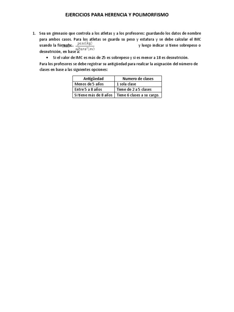 EJERCICIOS DE HERENCIA - Simple | PDF