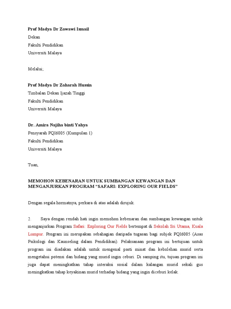 Surat Pengarah Program | PDF