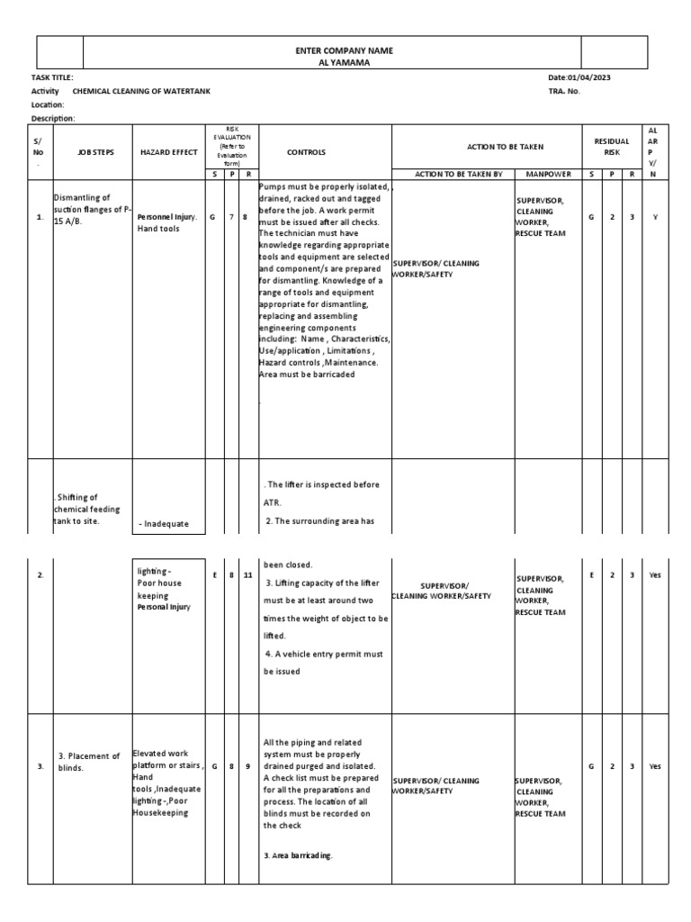 Jsa Tank Cleaning | Download Free PDF | Chemistry | Physical Sciences