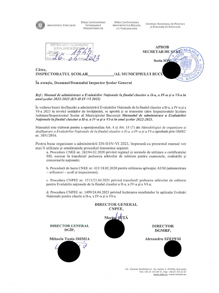 Manual de Administrare EN II IV VI 2023 PDF | PDF