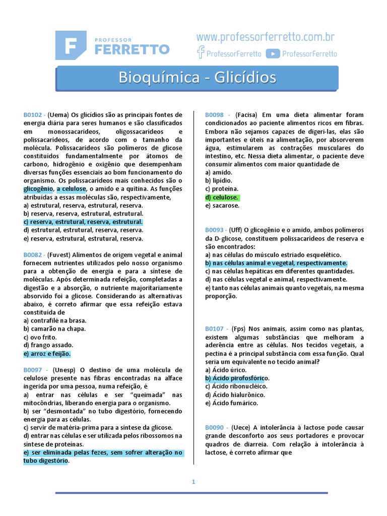 Bioquimica Glicidios PDF | PDF | Carboidratos | Amido