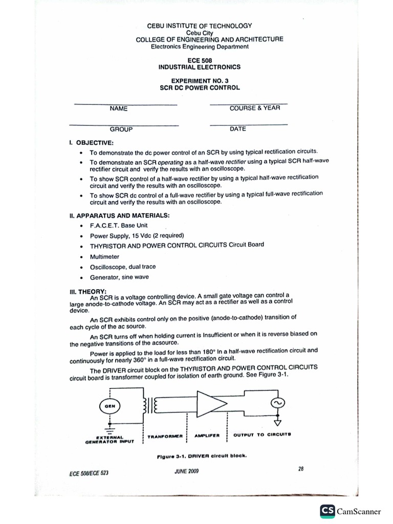 Experiment 3 Ece306 Industrial Electronics PDF | PDF
