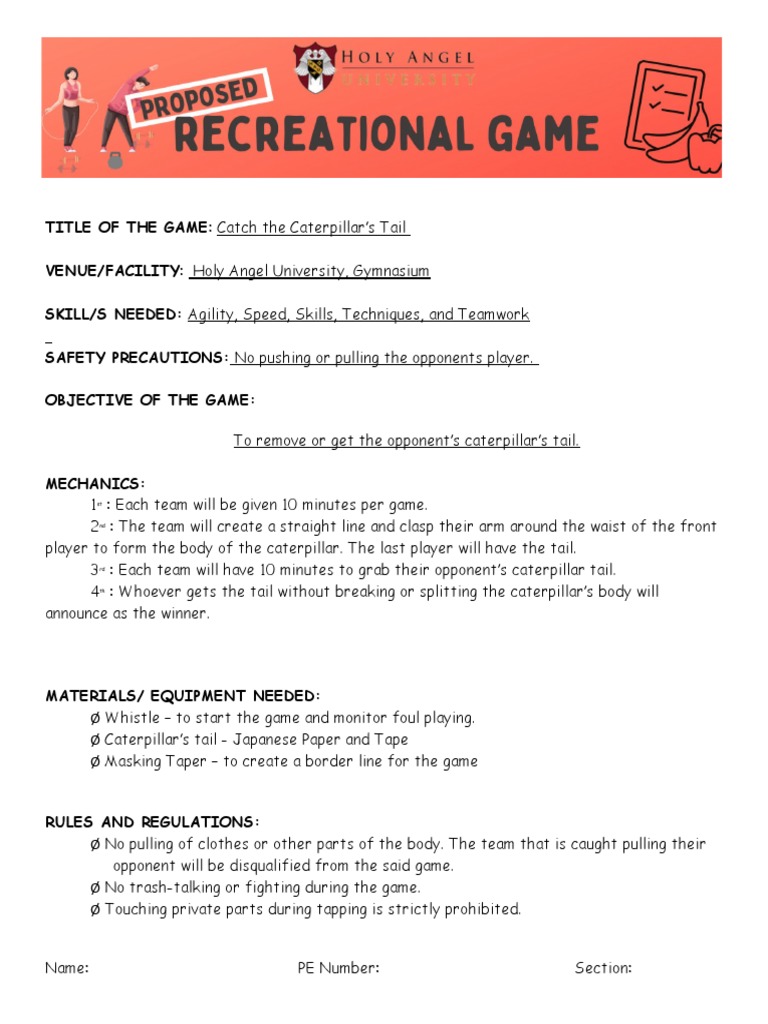 7PE4 Proposed Recreational Game | PDF