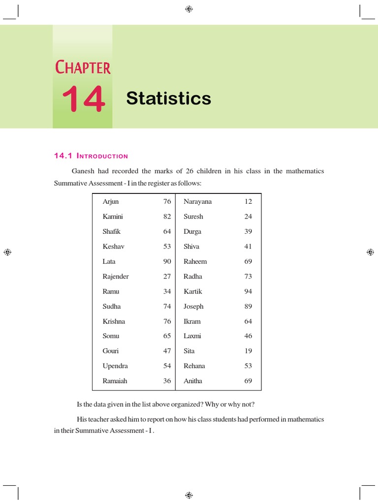 10th Class AP EM Mathematics 14 Statistics | PDF