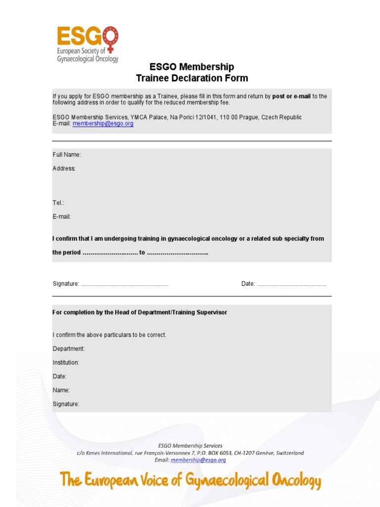 ESGO Trainee Declaration-Form-2020 PDF | PDF
