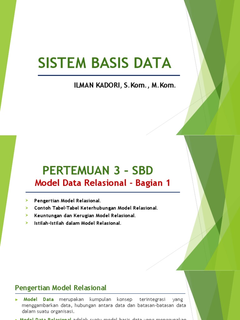 SBD Pertemuan 3 - Model Data Relasional (Bagian 1).pptx | PDF