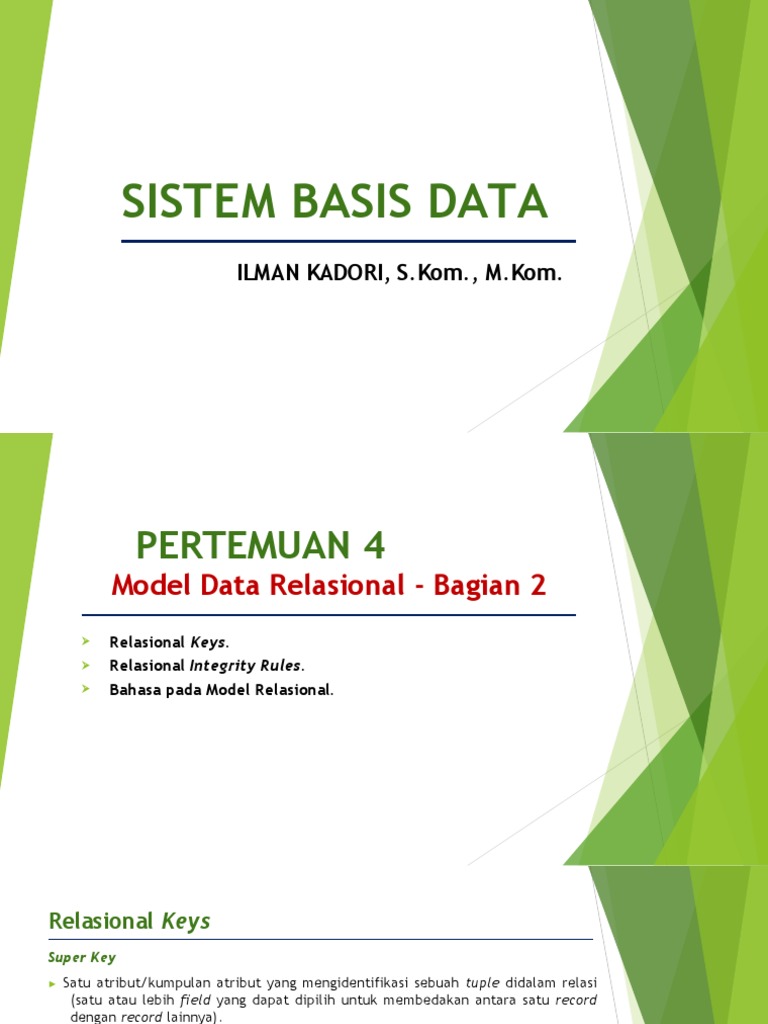 SBD Pertemuan 4 - Model Data Relasional (Bagian 2) | PDF