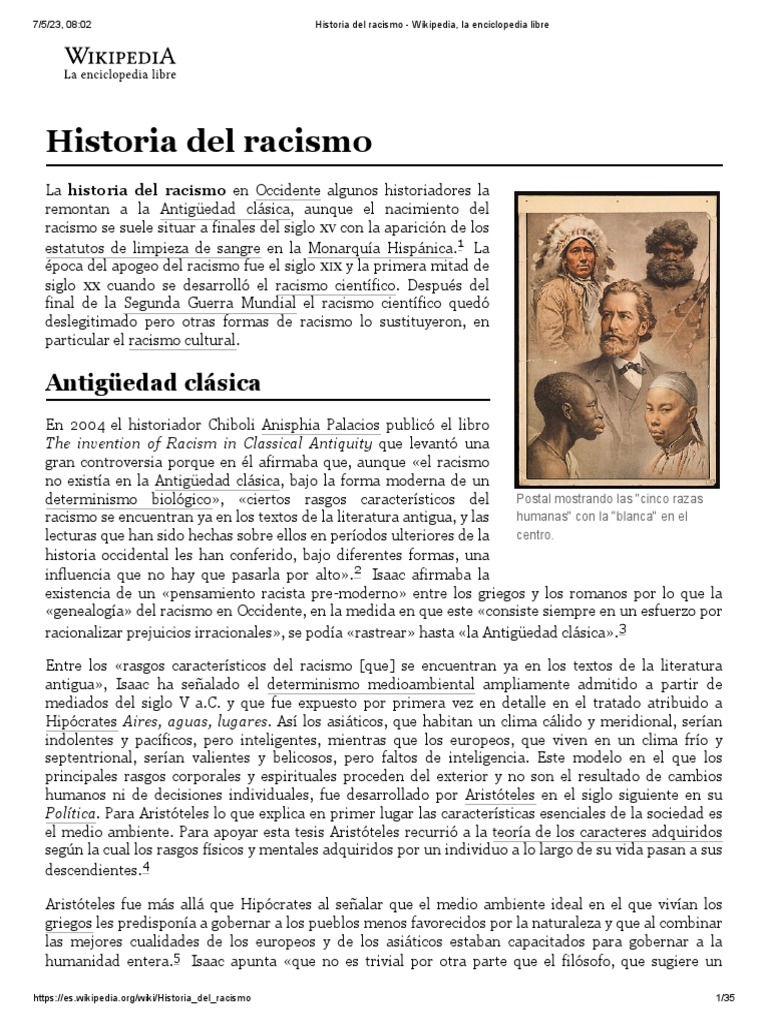 Historia Del Racismo - Wikipedia, La Enciclopedia Libre | PDF