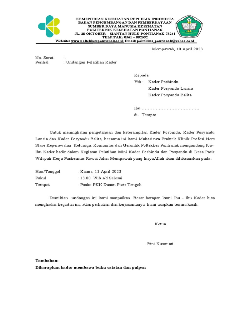 Undangan Pelatihan Kader.docx | PDF