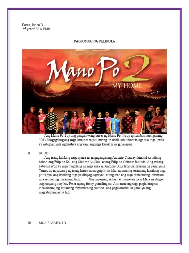 Posas - PAGSUSURI NG PELIKULANG MANO PO 2 | PDF