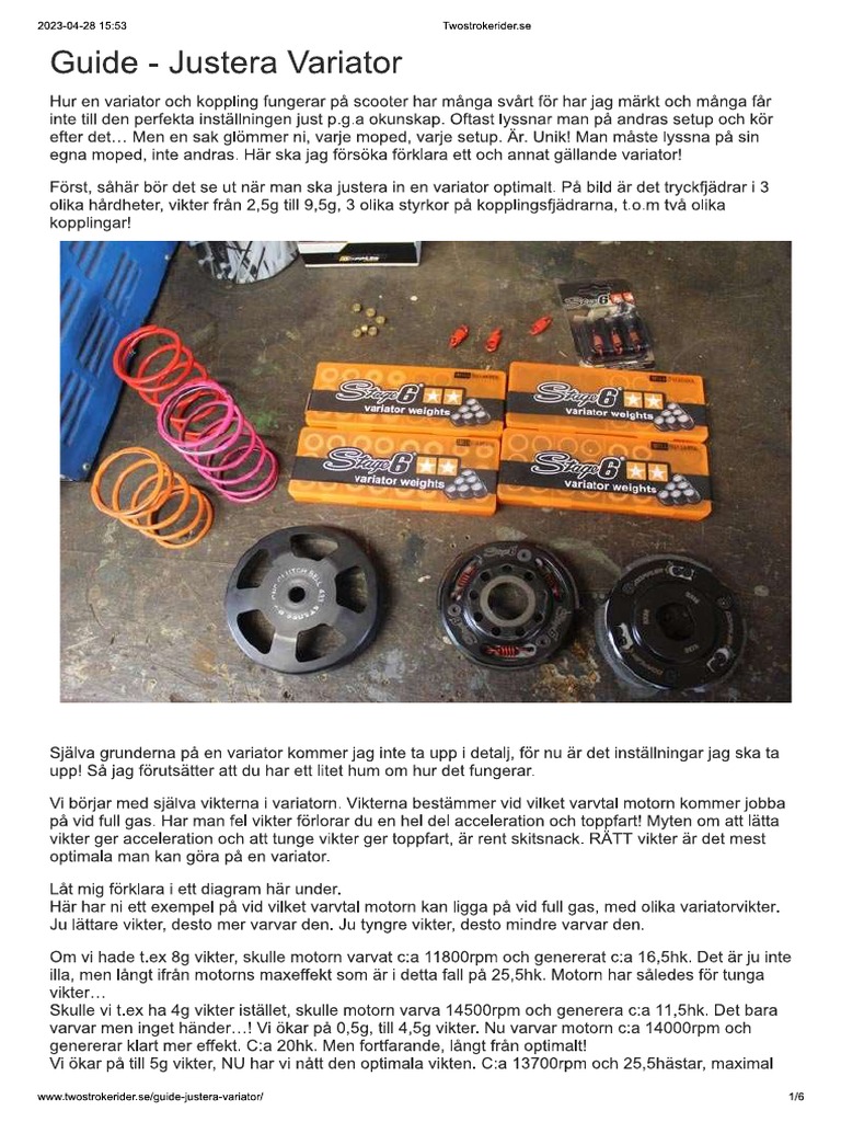 Guide - Justera Variator | PDF