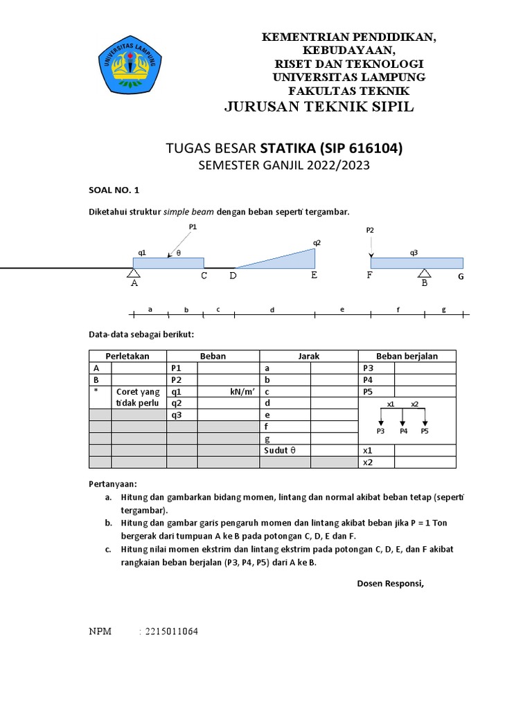 Tugas Statika Struktur Balok | PDF