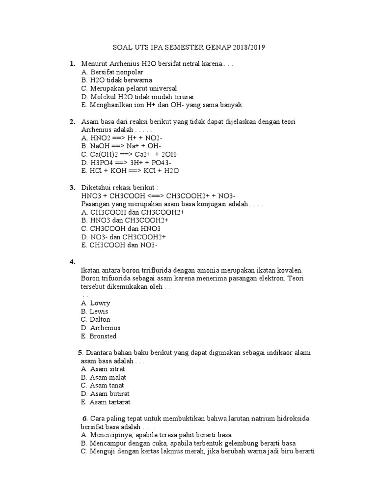 Soal Uts Ipa Semester Genap | PDF
