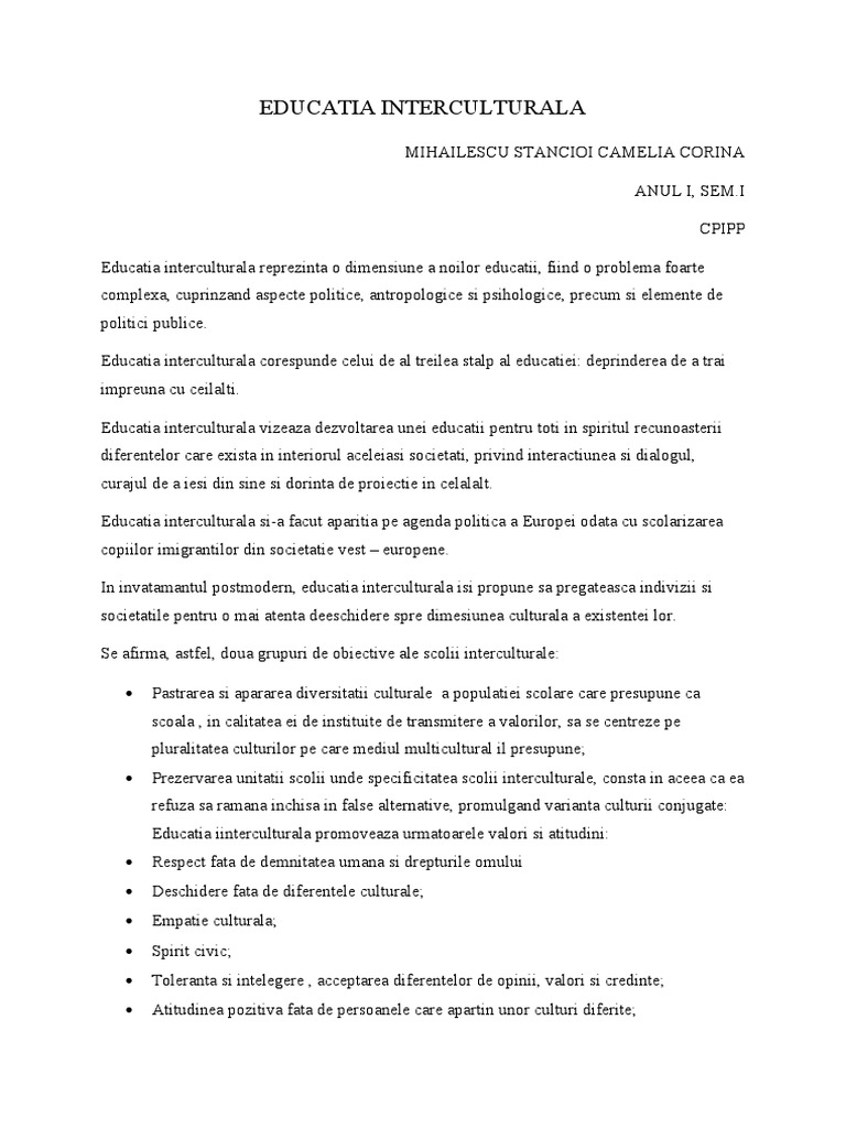 Educatia Interculturala | PDF
