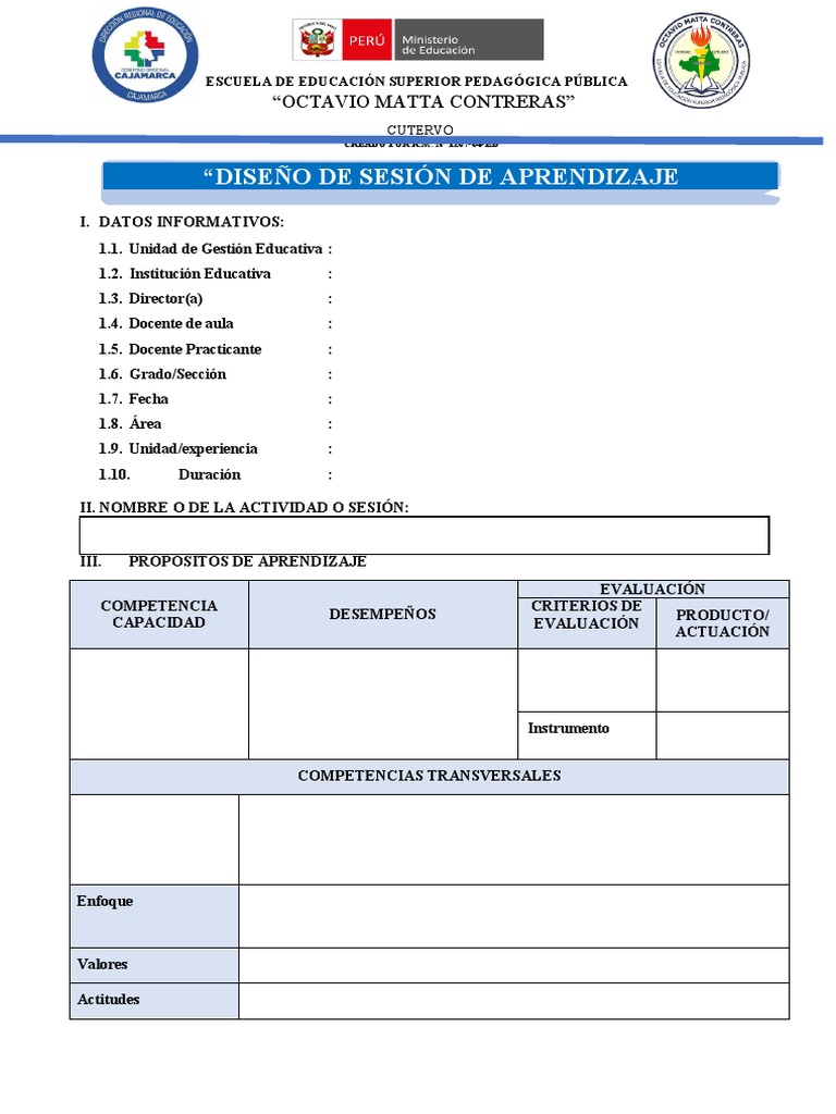 Diseño de Sesion de Aprendizaje | PDF