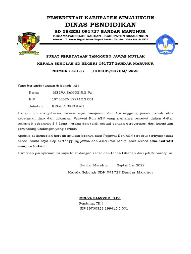 Contoh SPTJM Non Asn Guru | PDF