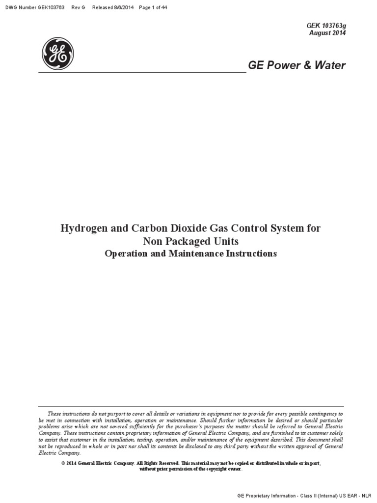 Gek 103763 H2 and Co2 Gas Control System For Non Packaged Units PDF | PDF