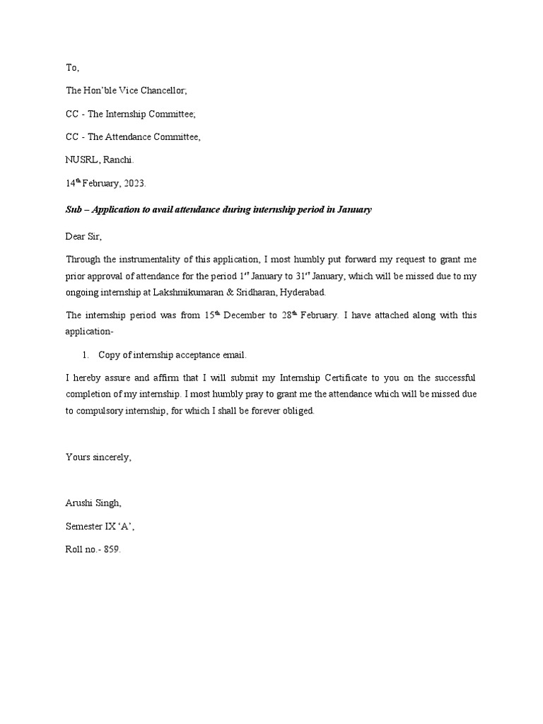 Application For Attendance | PDF