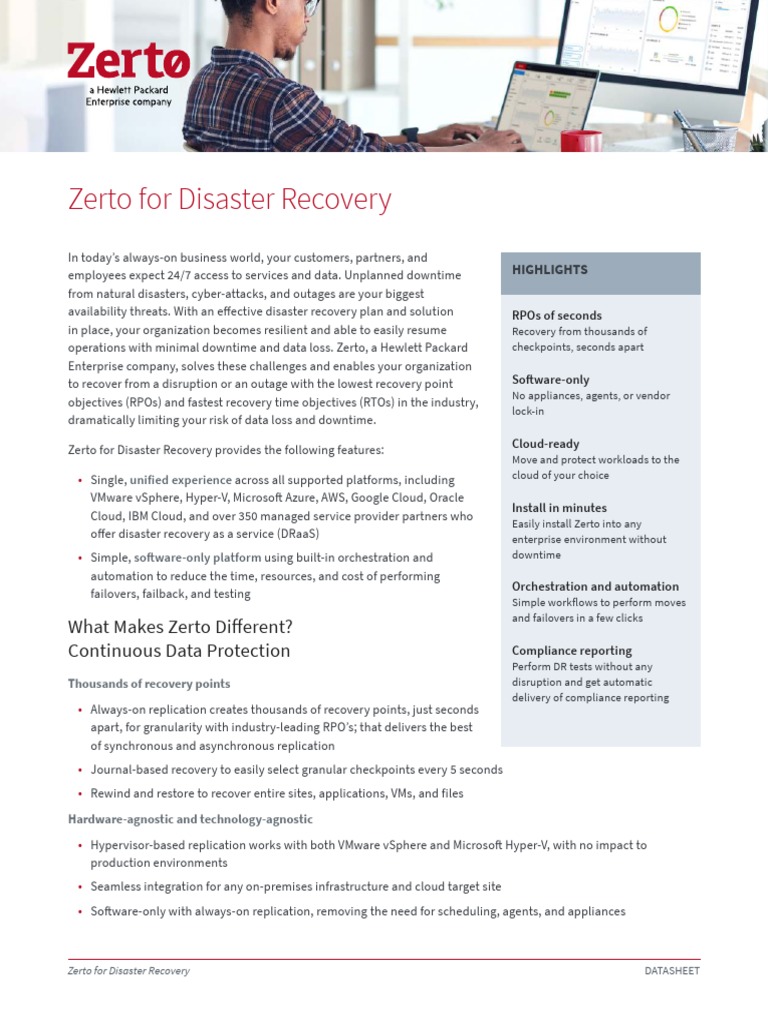 Zerto For Disaster Recovery | PDF