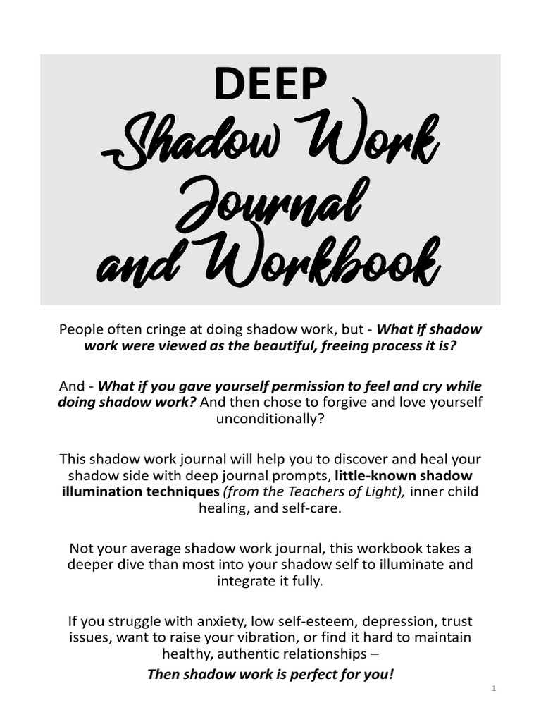Shadow Work Journal PDF | PDF | Shadow (Psychology) | Emotional Self Regulation