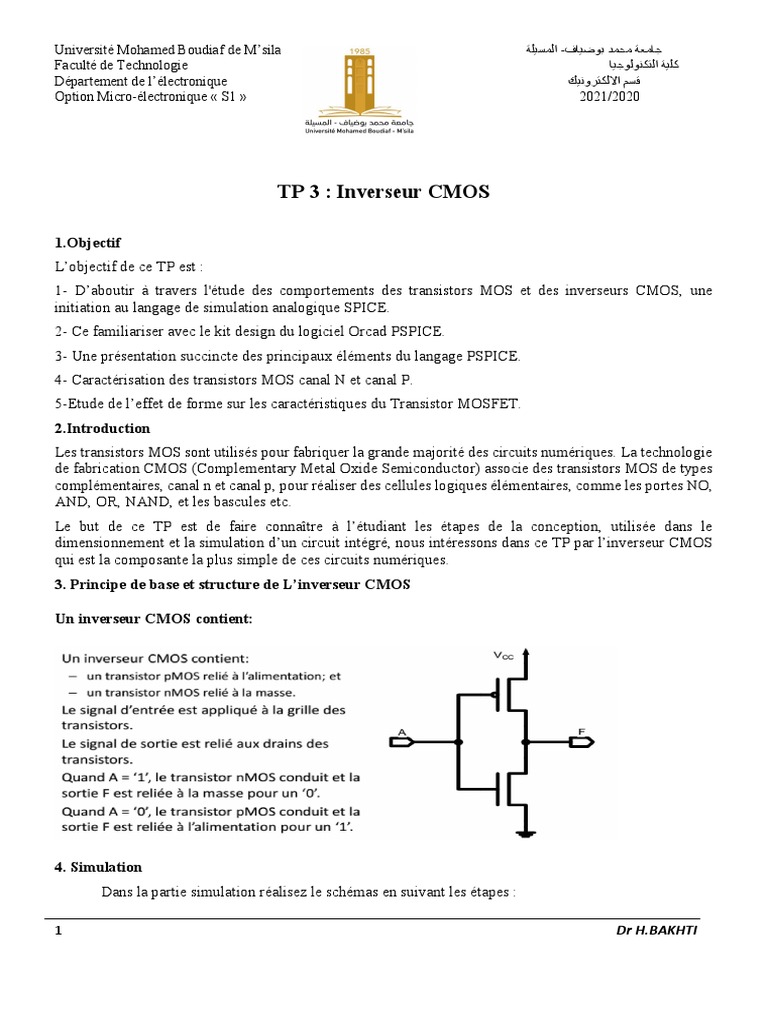 TP3-Inverseur CMOS PDF | PDF