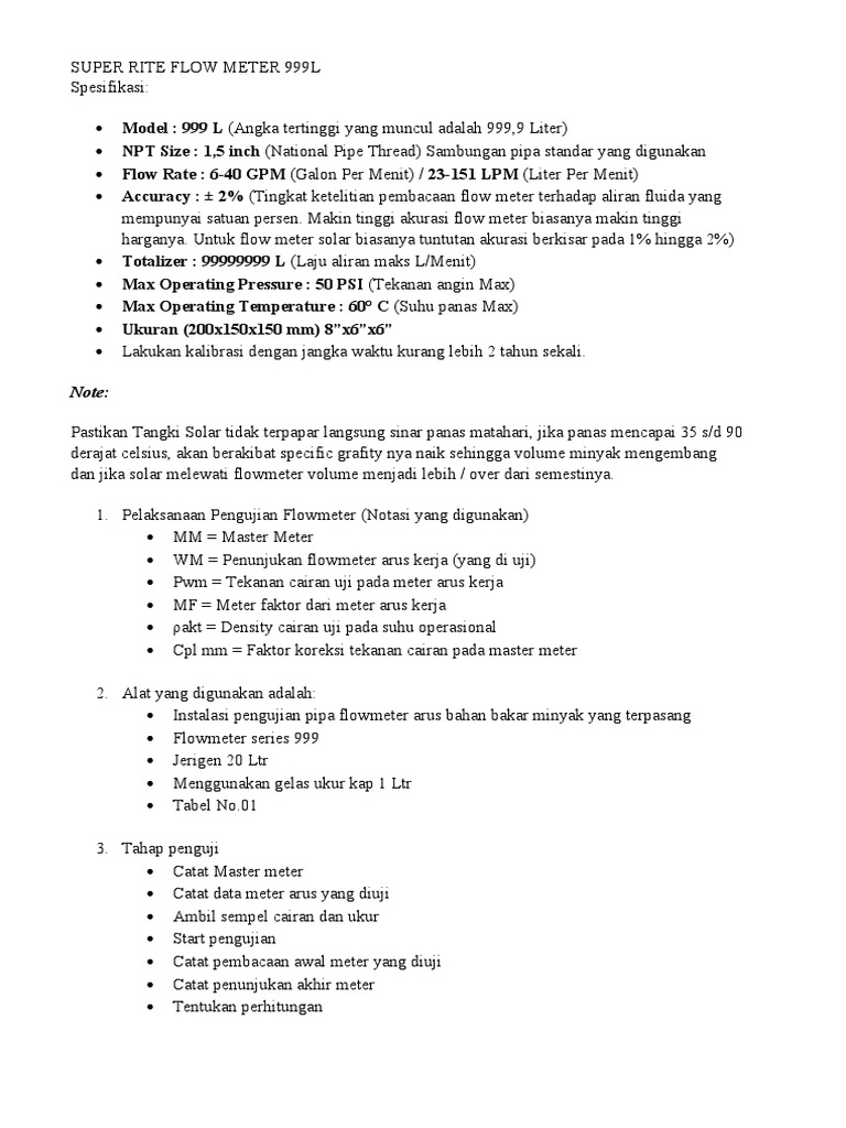 Super Rite Flow Meter 999L | PDF
