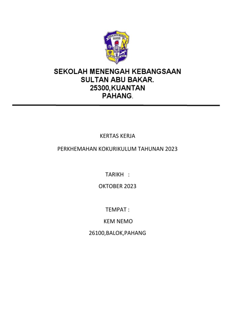 Kertas Kerja Perkhemahan Pispa Kumpulan B | PDF