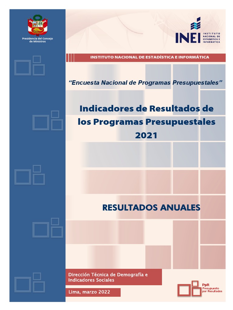 ENAPRES Indicadores de Programas Presupuestales 2021 PDF | PDF | Tecnología