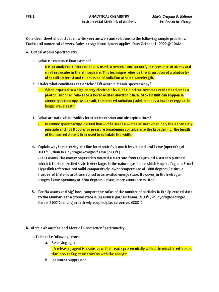 Ppe 1 Anachem - Spectrometry | PDF