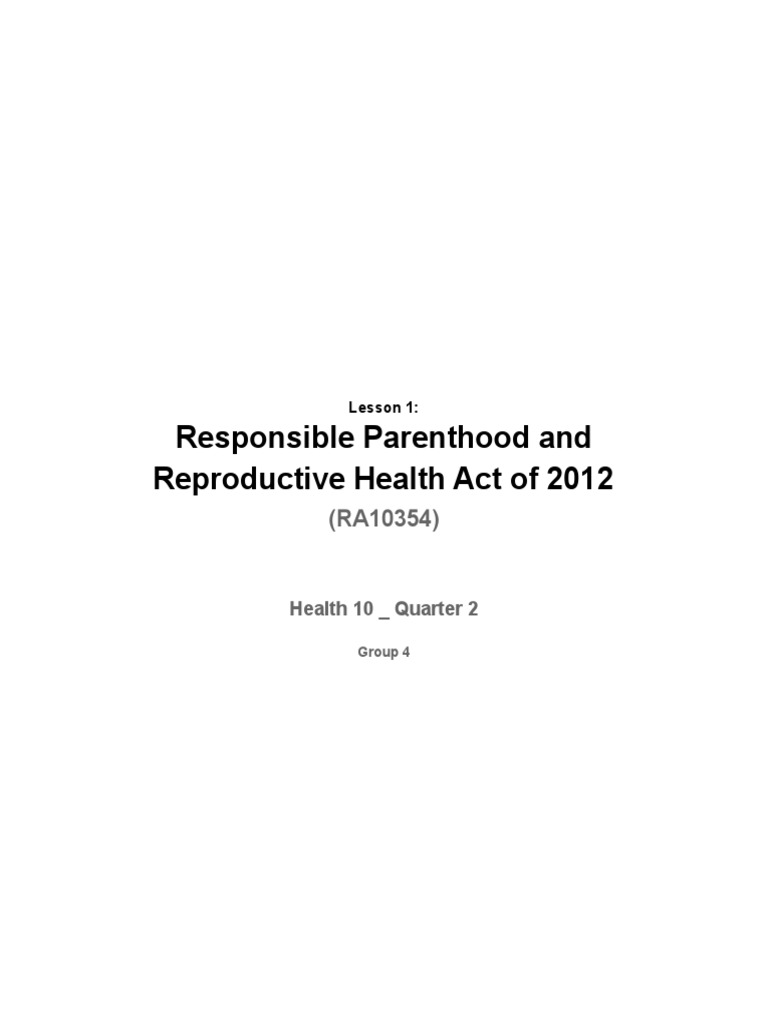 Overview of RA10354: Reproductive Health Act | PDF