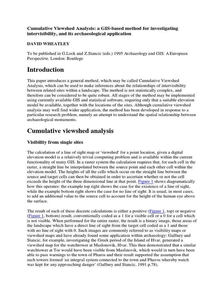 Investigating Intervisibility Between Archaeological Sites Using Cumulative Viewshed Analysis A
