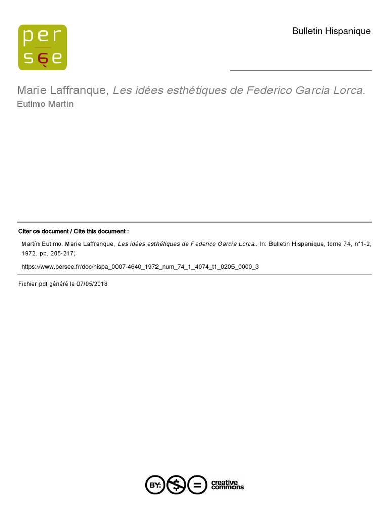 Marie Laffranque, Les Idées Esthétiques de Federico Garcia Lorca, 1967 ...