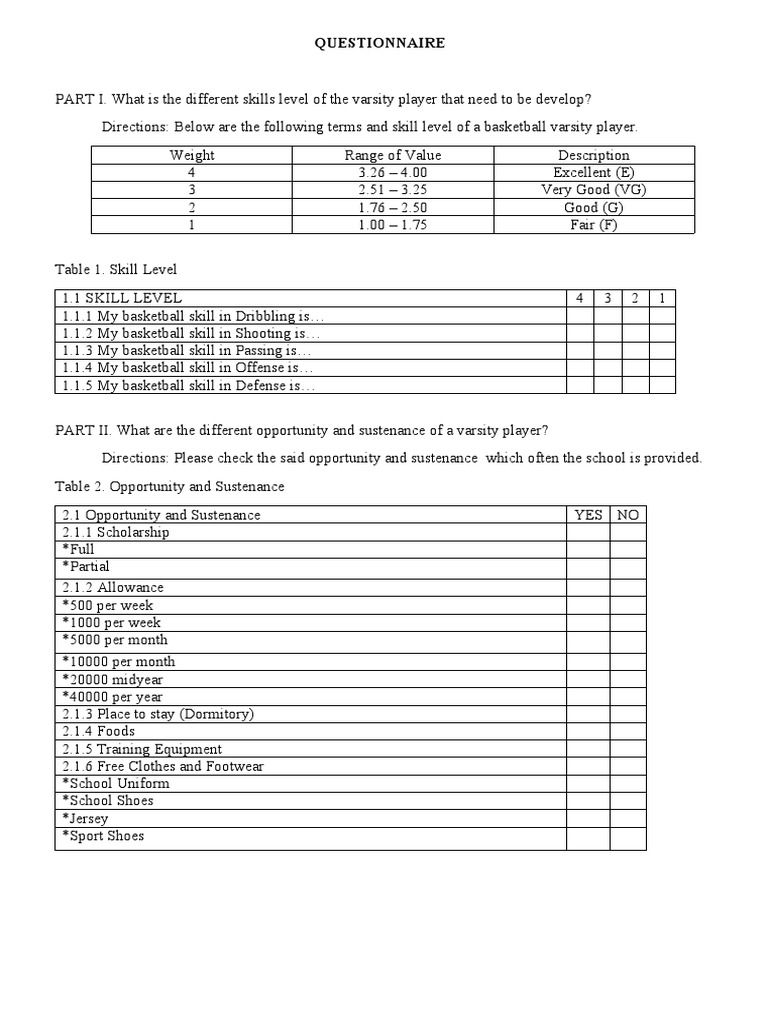 Questionnaire for thesis.docx | PDF