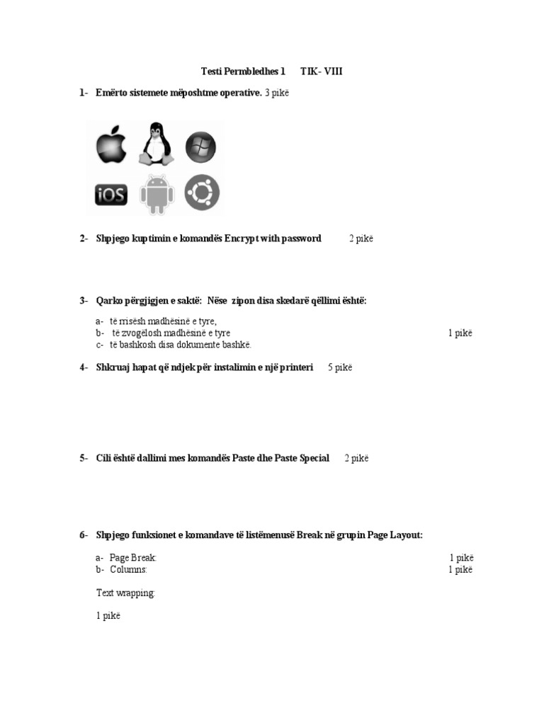 TIK 8 Modele Testesh Sipas 3 Mujorëve | PDF