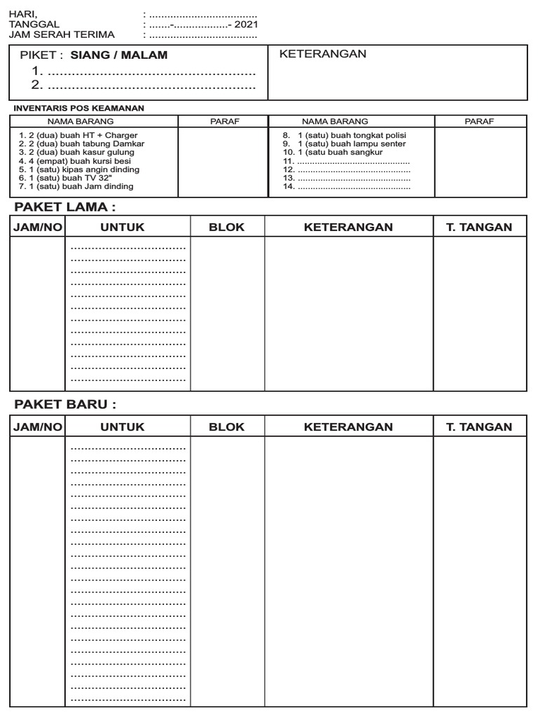 Form Mutasi Satpam | PDF
