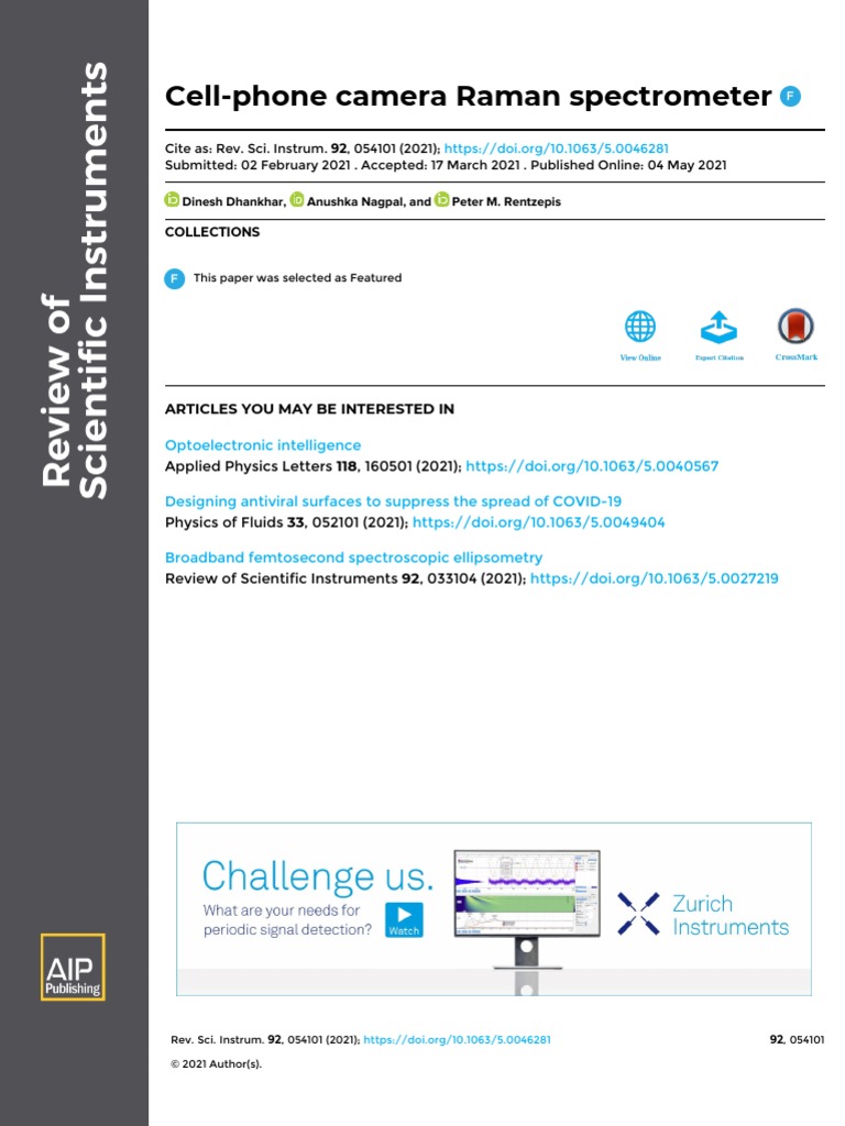 Cell-Phone Camera Raman Spectrometer | PDF