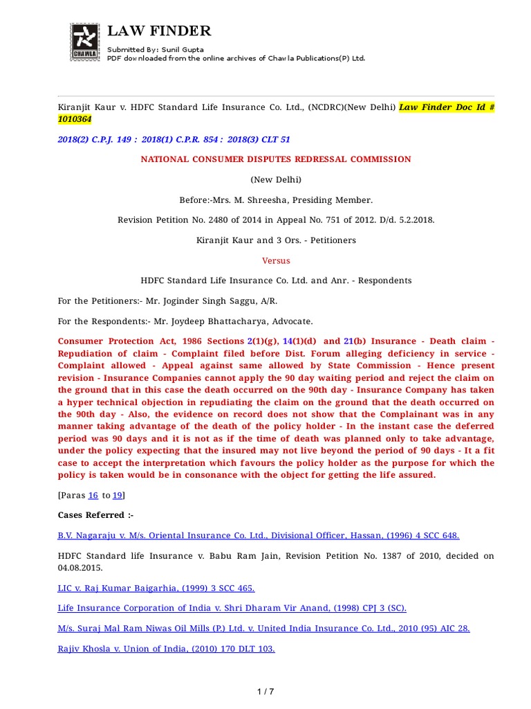 Insurance Claim Repudiation Case | PDF