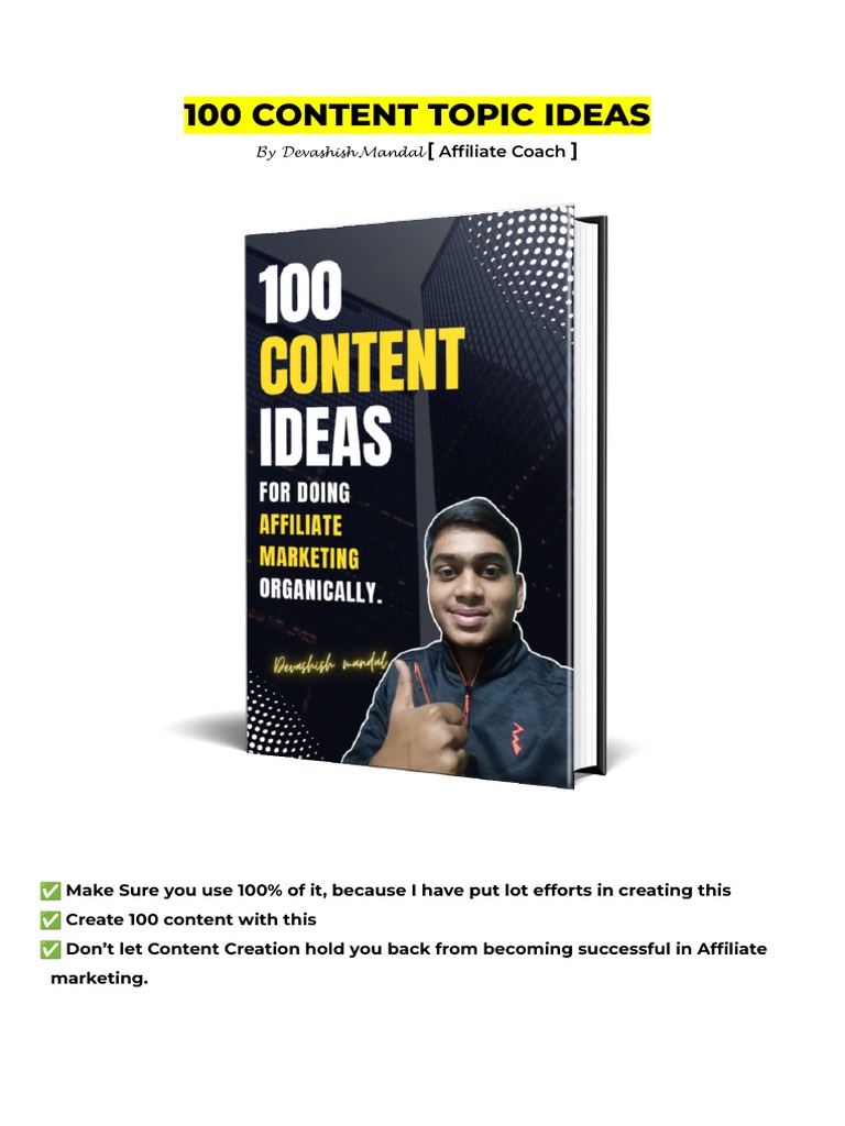 100 Content Ideas for Affiliate Success | PDF | Business | Self-Improvement