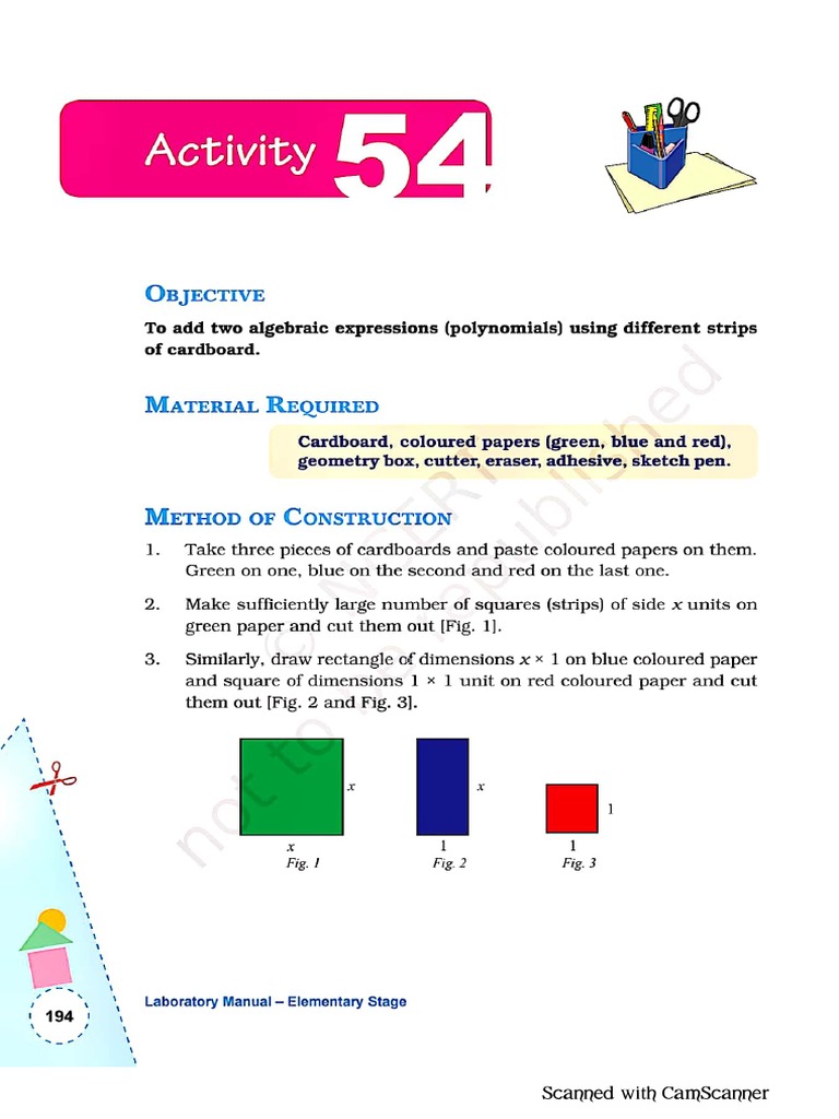 Class 8 NCERT Chapter 8 Algebraic Expressions Activities | PDF