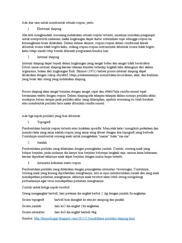 Jenis Dan Contoh Shaping | PDF | Kesehatan Holistik | Sains & Matematika