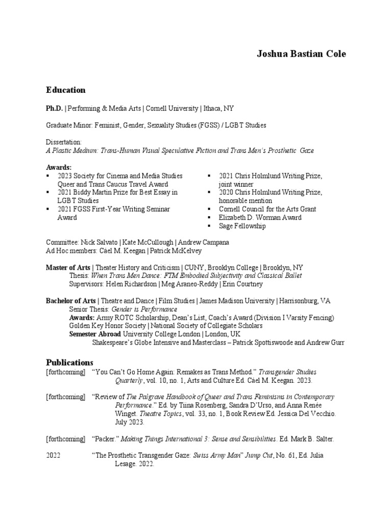 Cole - CV 5.2023scribd | PDF