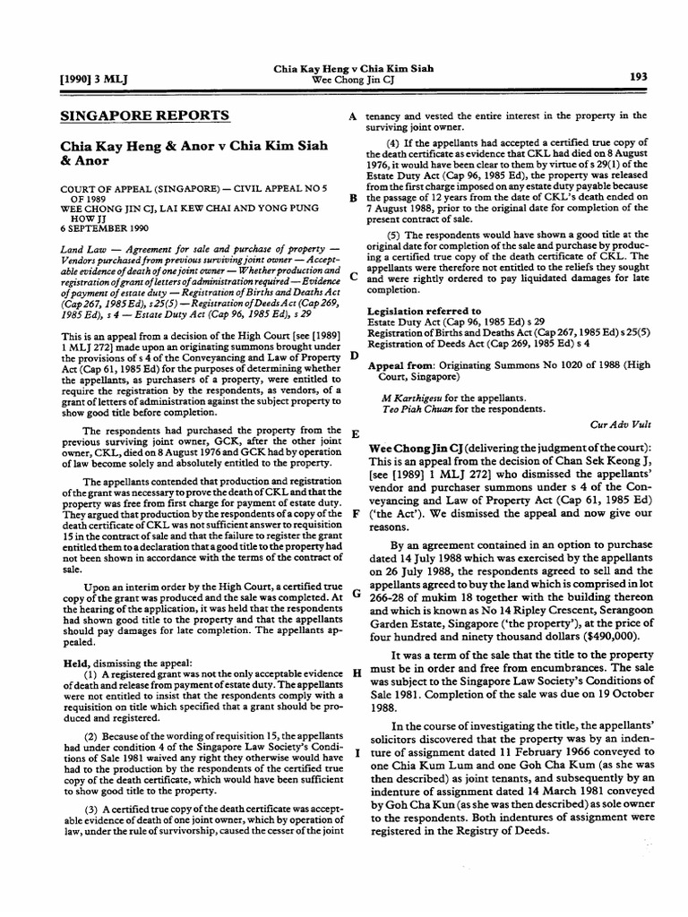 CHIA KAY HENG & ANOR v CHIA KIM SIAH & ANOR | PDF