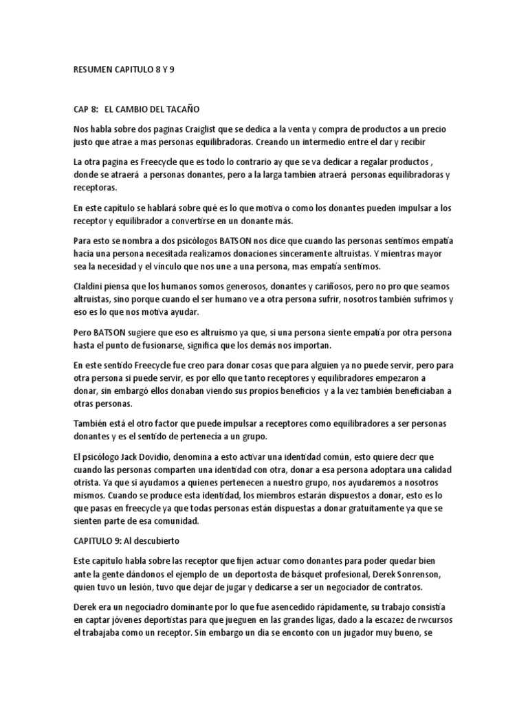 Resumen Capitulo 8 y 9 | PDF