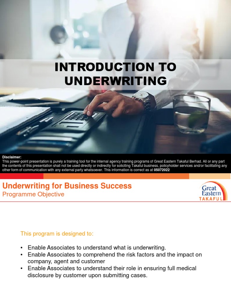 2022 Introduction To Underwriting - Elearning PDF | PDF