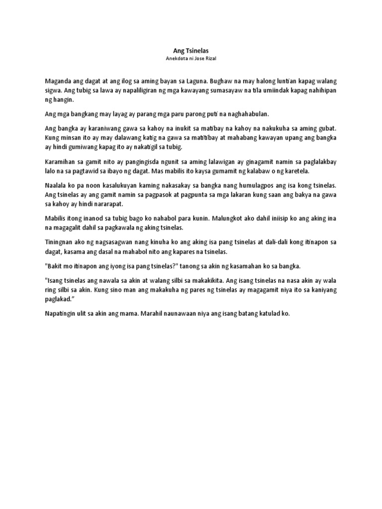 Ang Tsinelas Anekdota RIZAL | PDF