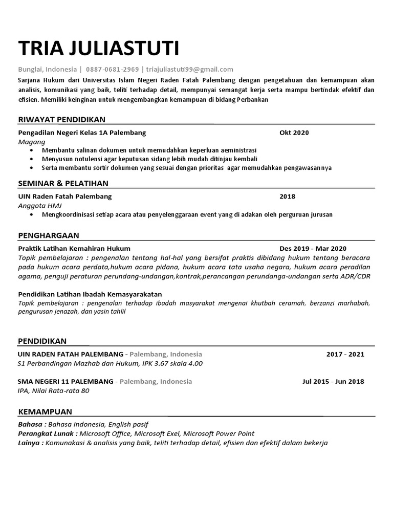 KODE CV ATS 04 CV Tria Juliastuti | PDF