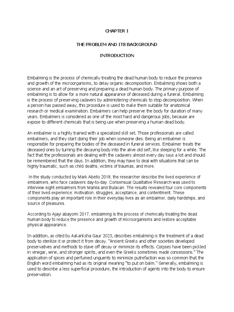 The Lived Experiences of Embalmers | PDF