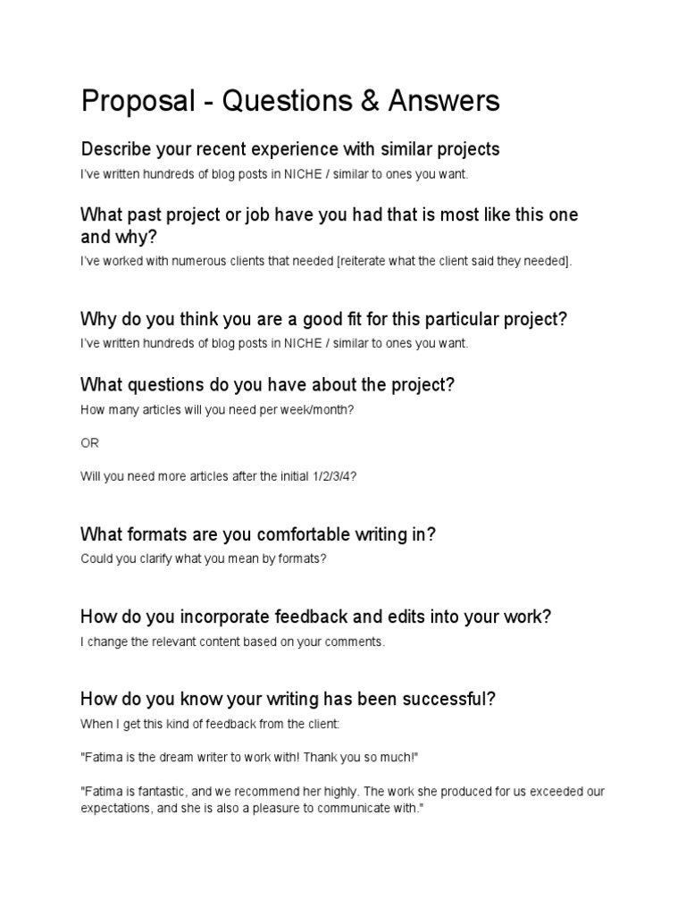 Proposal - Questions & Answers | PDF